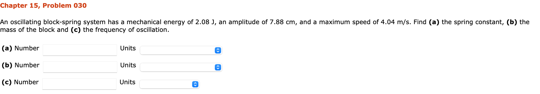 Solved Chapter 15, Problem 030 An oscillating block-spring | Chegg.com