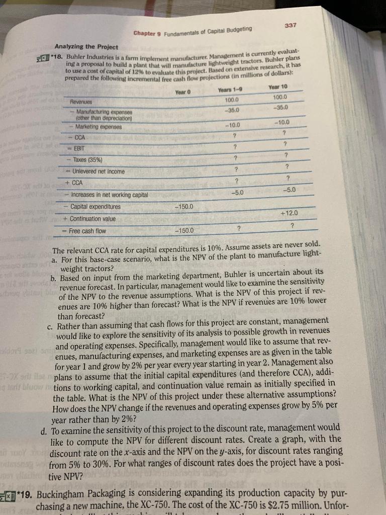 Solved Please calculate the CCA first and answer the | Chegg.com
