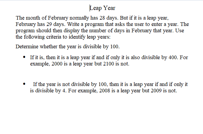 Solved Leap Year The month of February normally has 28 days. | Chegg.com