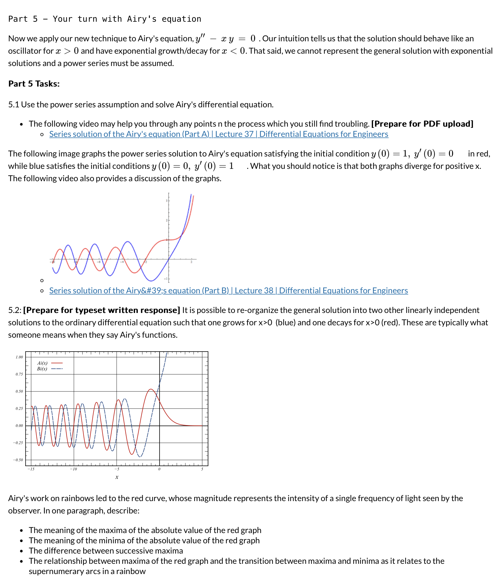 Solved Part 5 - Your turn with Airy's equation Now we apply | Chegg.com