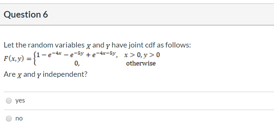 Solved Question 6 Let the random variables x and y have | Chegg.com