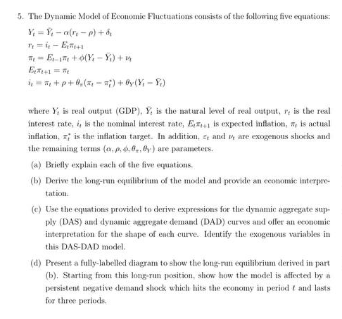 Solved 5. The Dynamic Model of Economic Fluctuations | Chegg.com