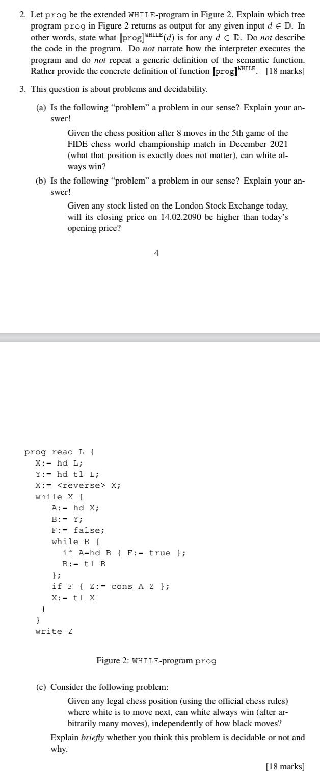 Solved 2. Let prog be the extended WHILE-program in Figure | Chegg.com