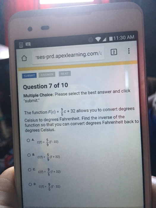 Solved The function F(c) = 9/5 c+32 allows you to convert | Chegg.com