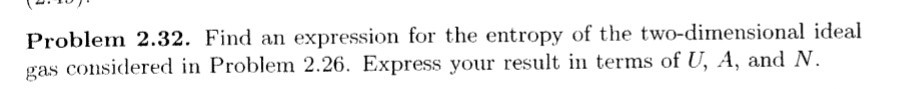 Solved Problem 2.32. Find an expression for the entropy of | Chegg.com
