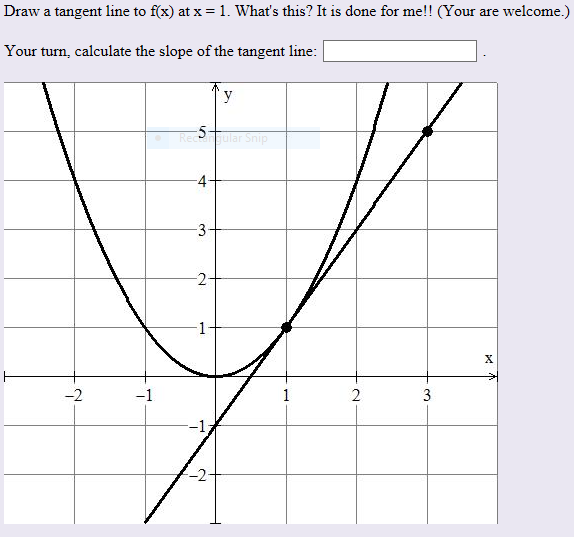 Solved Draw a tangent line to f(x) at x = 1 . What's this? | Chegg.com