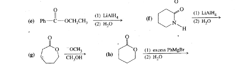 Solved 0 (1) LiAlH4 (2) H2O (1) LiAlH4 (e) Ph-COCH,CH, 2 H.O | Chegg.com