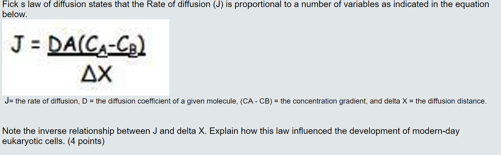 Solved Fick s law of diffusion states that the Rate of | Chegg.com