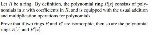 Solved Let R be a ring. By definition, the polynomial ring | Chegg.com