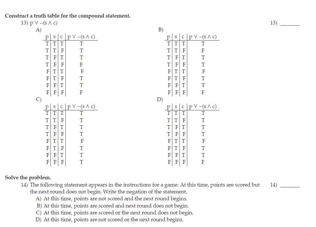 Solved Construct a truth table for the compound | Chegg.com