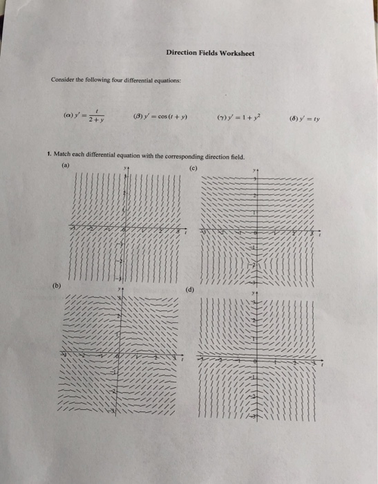 Solved Direction Fields Worksheet Consider the following | Chegg.com