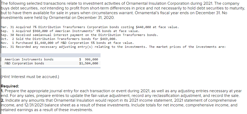 Solved REQUIRED #1:March 31, 2021 - Record the acquisition | Chegg.com
