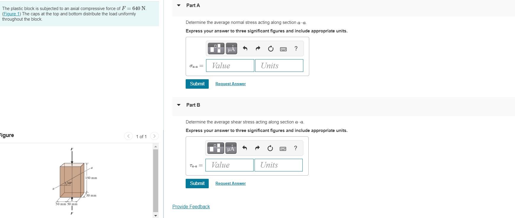 Solved Part A The plastic block is subjected to an axial | Chegg.com