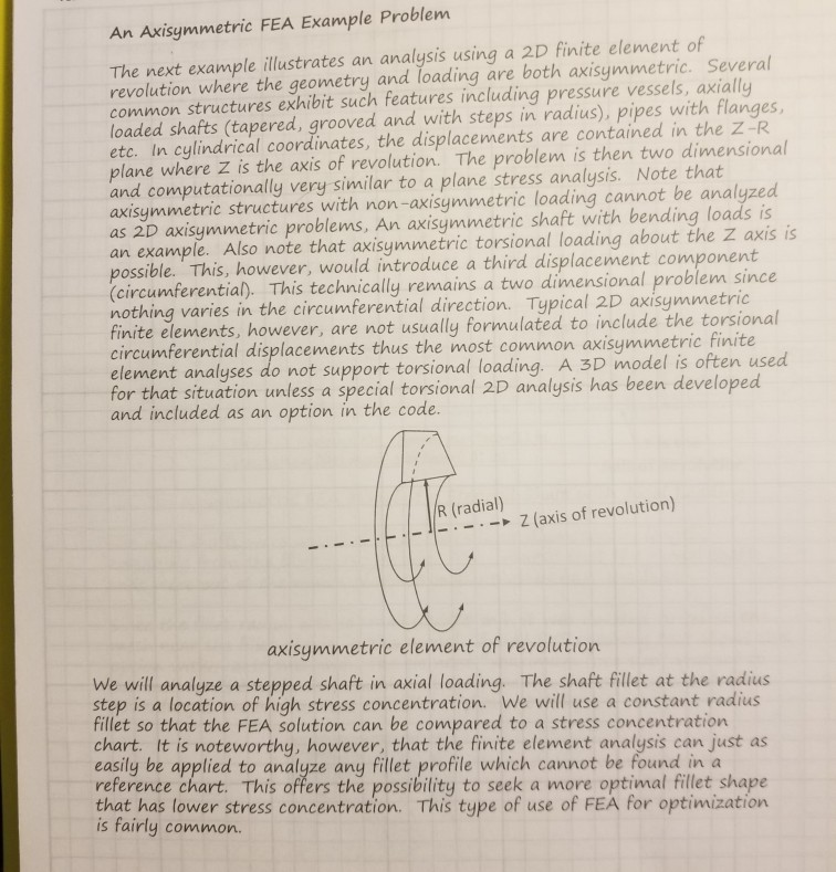 Solved An Axisymmetric FEA Example Problem The next example | Chegg.com