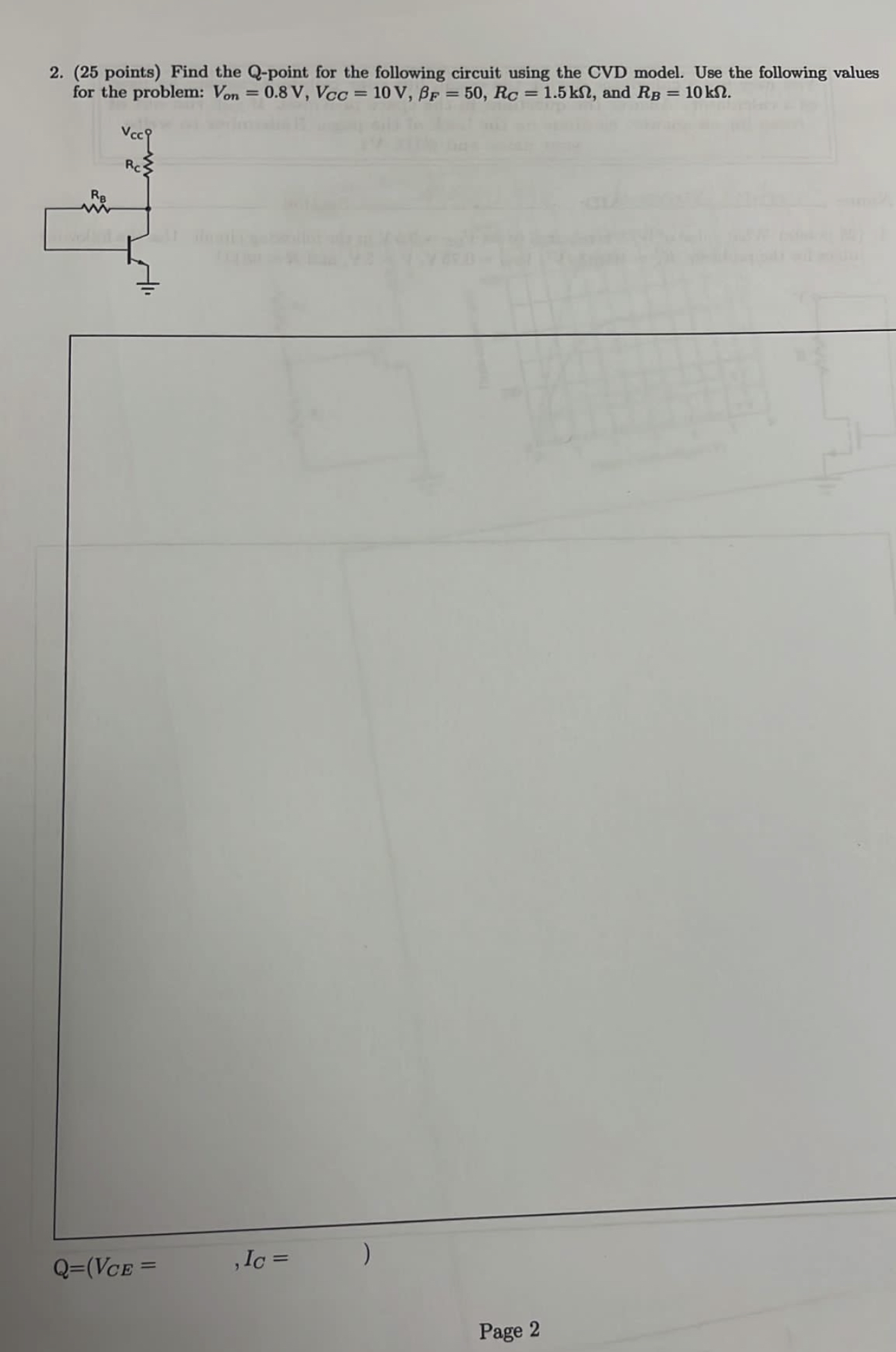 2. (25 points) Find the Q-point for the following | Chegg.com