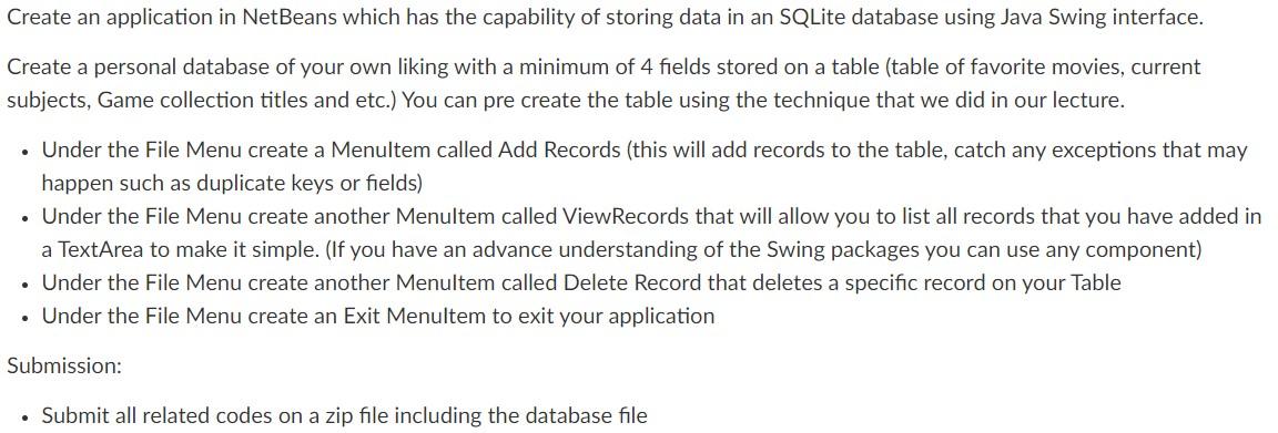 Solved Create an application in NetBeans which has the | Chegg.com