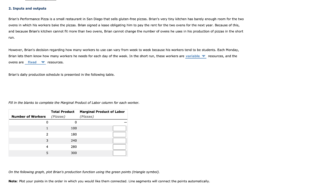 Solved 2. Inputs and outputs Brian's Performance Pizza is a | Chegg.com