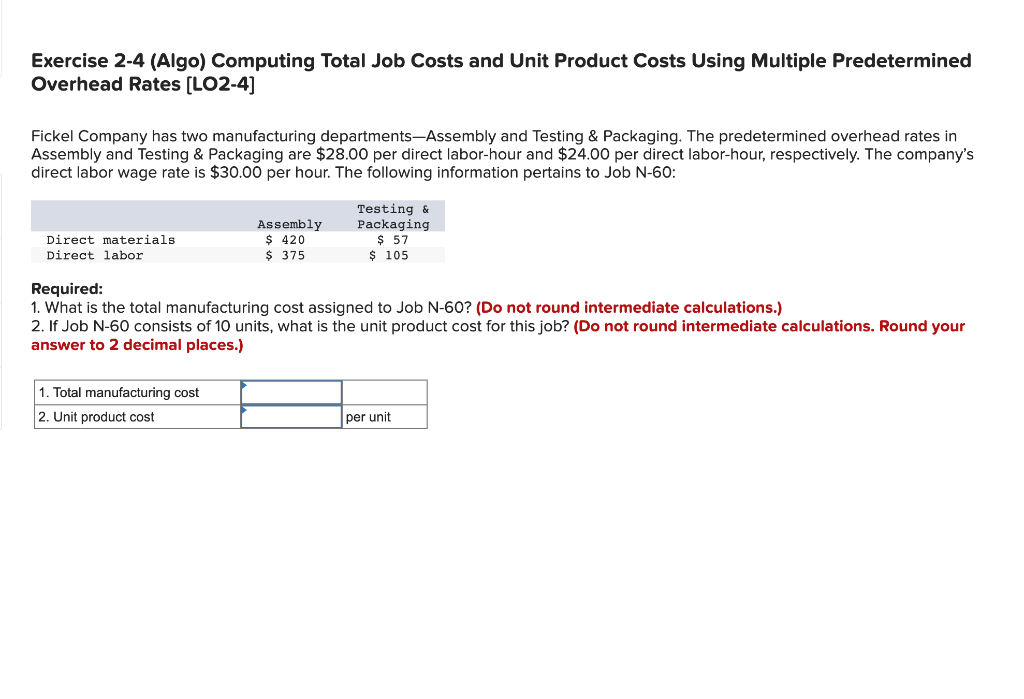 Solved Exercise 2-2 (Algo) Apply Overhead Cost to Jobs | Chegg.com