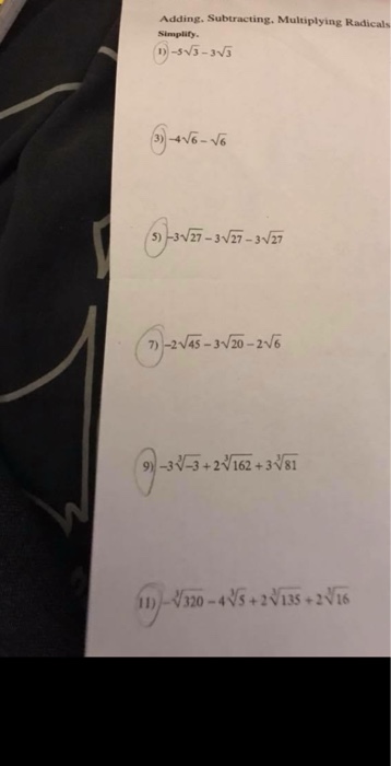 Solved Adding. Subtracting. Multiplying Radicals Simplity. | Chegg.com