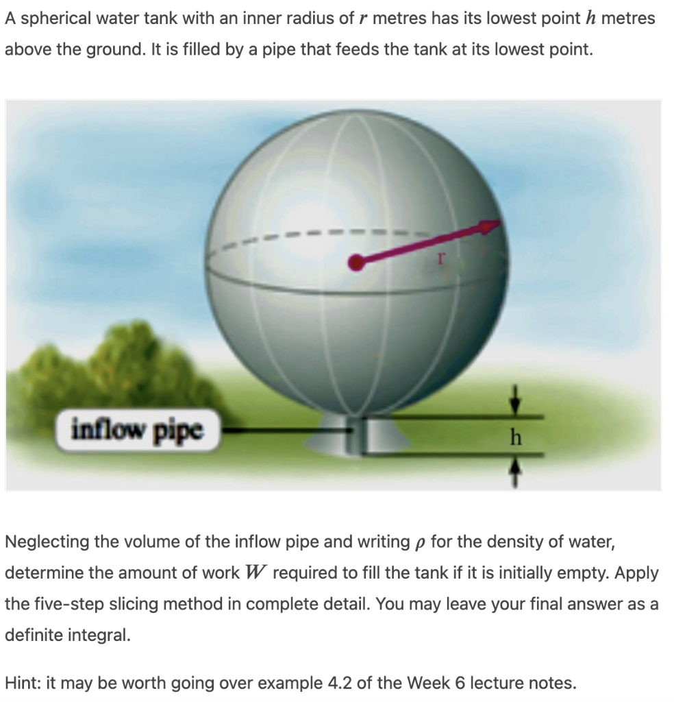 Solved A spherical water tank with an inner radius of r | Chegg.com