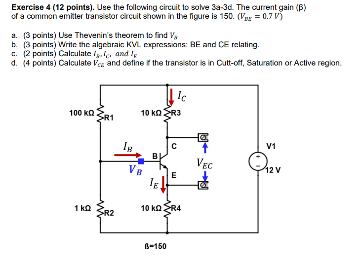 Solved Exercise 4 (12 ﻿points). ﻿Use the following circuit | Chegg.com