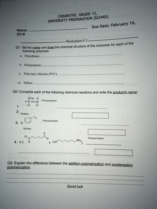 Solved CHEMISTRY, GRADE 12, UNIVERSITY PREPARATION (SCH4U) | Chegg.com