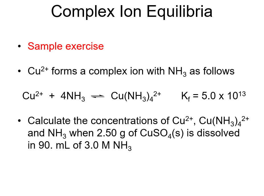 Solved Complex lon Equilibria Sample exercise . Cu2+ forms a | Chegg.com