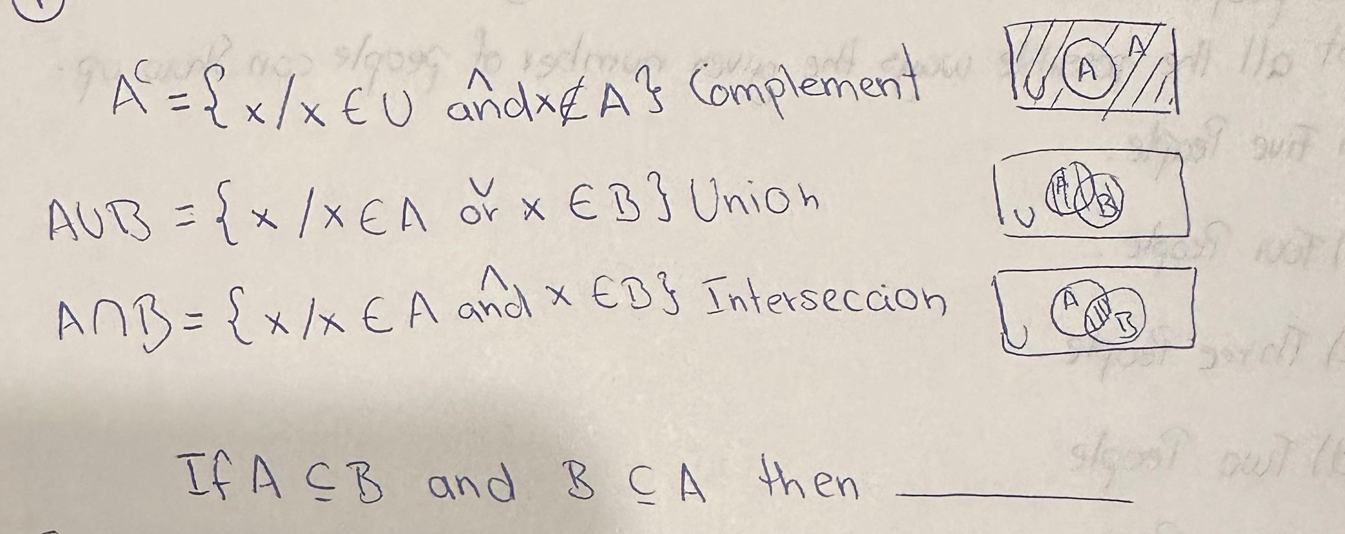 Solved ACA∪BA∩B={x/x∈∪ and x∈/A} Complement ={x/x∈A or x∈B} | Chegg.com