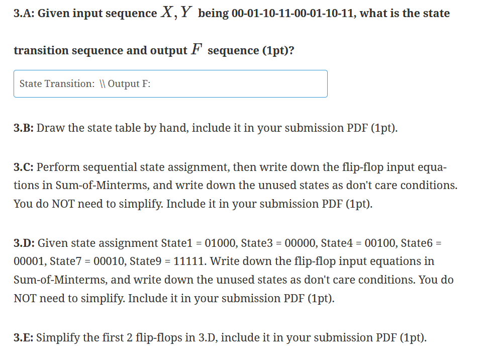 3.A: Given input sequence X, Y being | Chegg.com