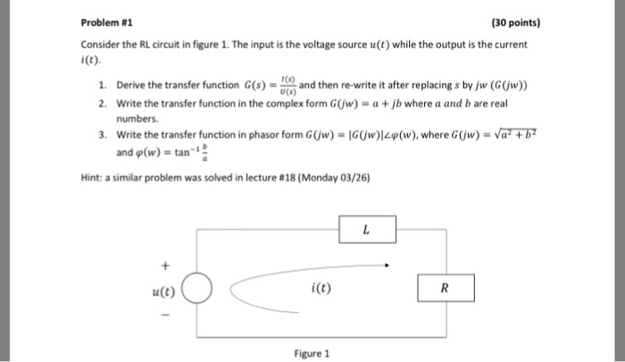 Solved (30 points) Problem #1 Consider the RL circuit in | Chegg.com