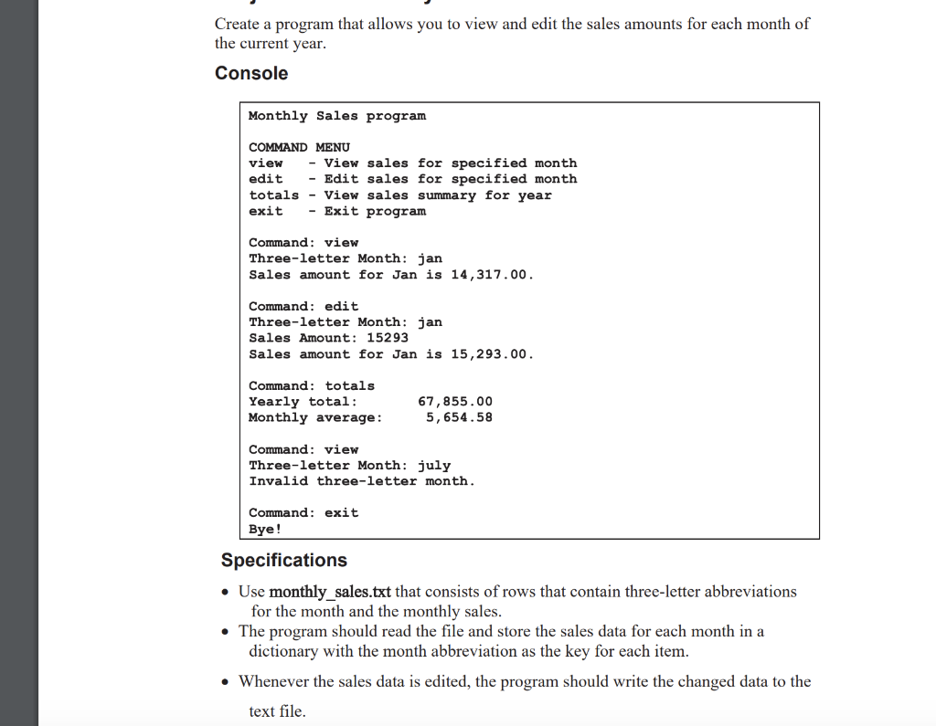 Solved Create a program that allows you to view and edit the | Chegg.com