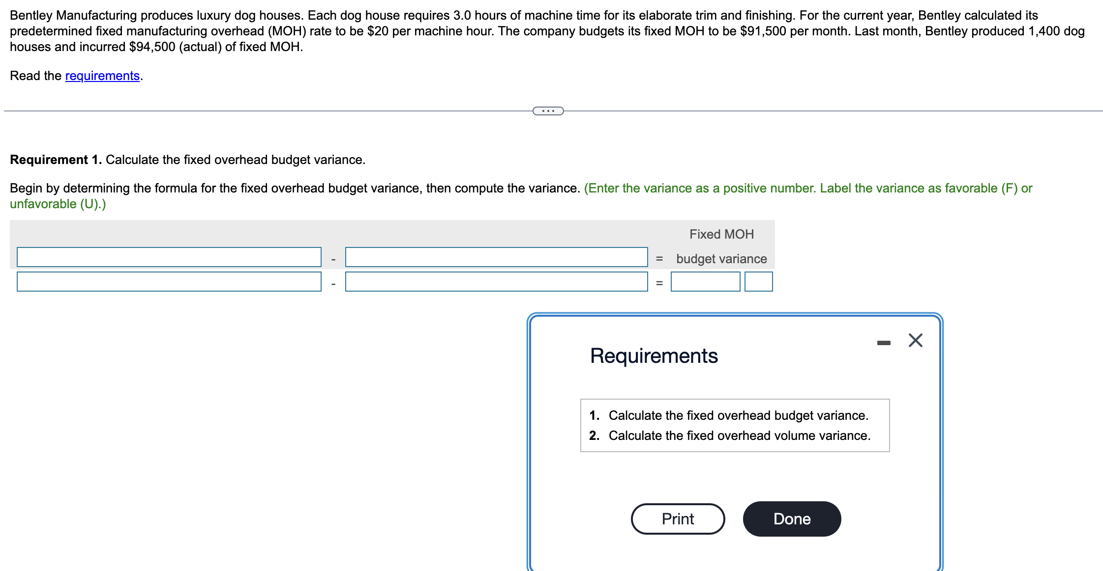 Solved houses and incurred $94,500 (actual) ﻿of fixed | Chegg.com