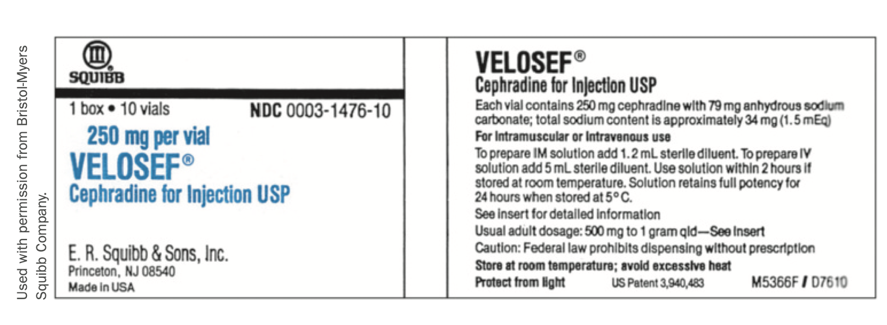 Solved VELOSEFR Cephradine for Injection USP Each vial | Chegg.com
