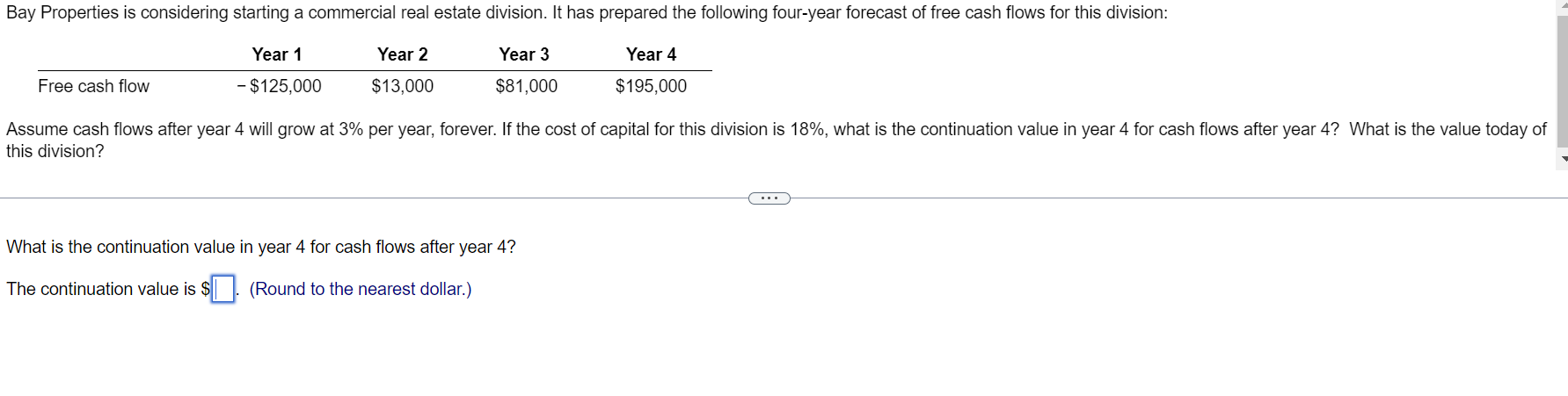 Solved What is the continuation value in year 4 for cash | Chegg.com