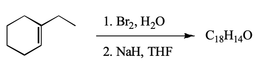 Solved 1. Br2, H20 C18H140 2. NaH, THF | Chegg.com