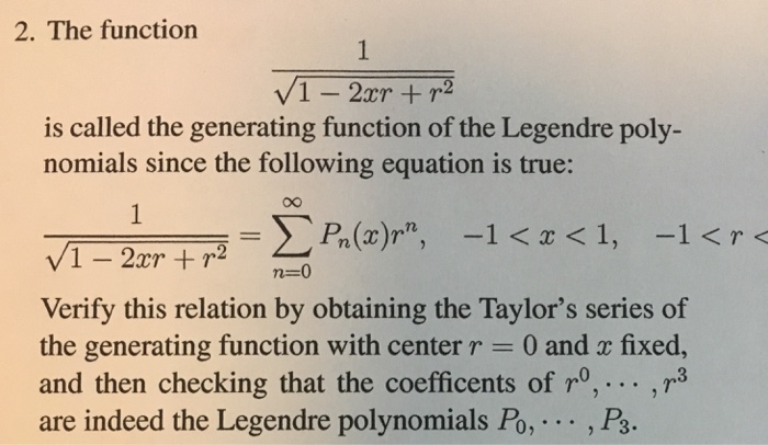 Solved 2. The function is called the generating function of | Chegg.com