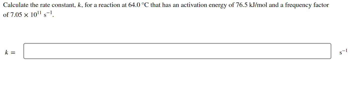 Solved Calculate the rate constant, k, for a reaction at | Chegg.com