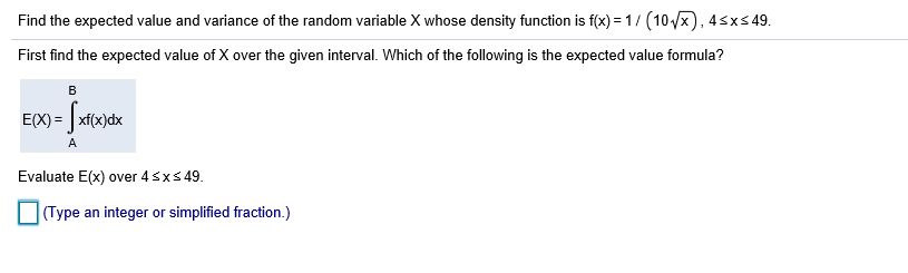 Solved Find The Expected Value And Variance Of The Random