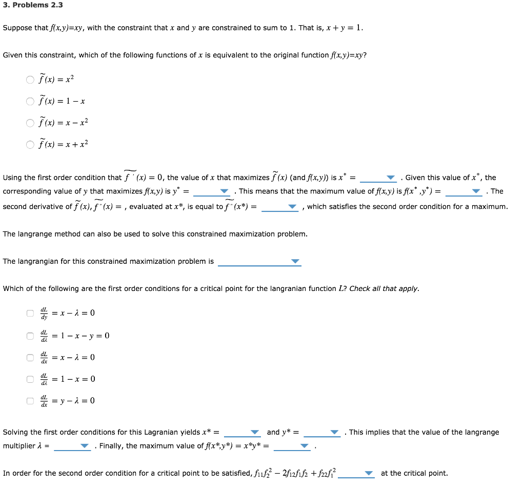 Solved 3. Problems 2.3 Suppose that f(x,y)=xy, with the | Chegg.com