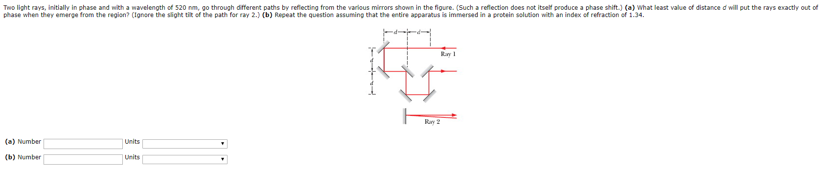 Solved Two light rays, initially in phase and with a | Chegg.com