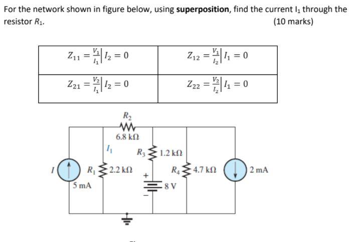 Solved For the network shown in figure below, using | Chegg.com