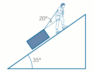 Solved A person is dragging a box of mass 75.0 kg up a 35º | Chegg.com