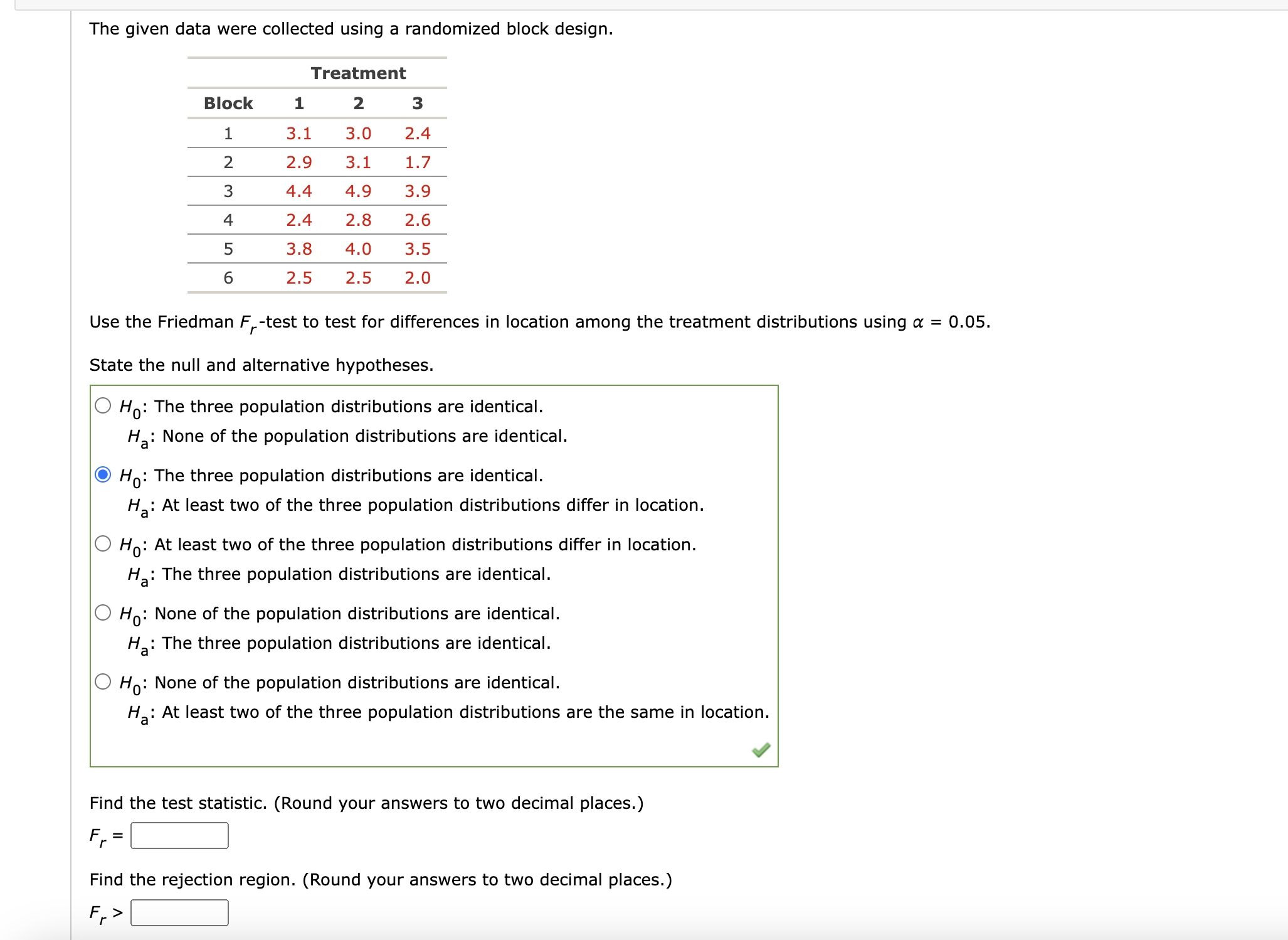 Solved The given data were collected using a randomized | Chegg.com