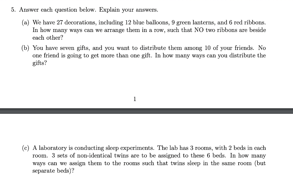 Solved 5. Answer each question below. Explain your answers. | Chegg.com