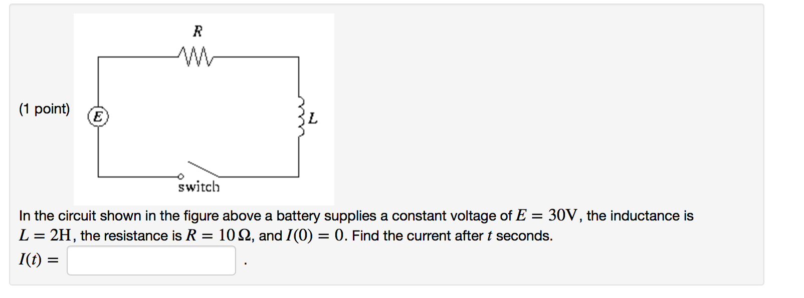 Solved (1 point) switch In the circuit shown in the figure | Chegg.com