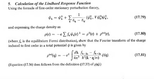 V x = vite 5. Calculation of the Lindhard Response | Chegg.com