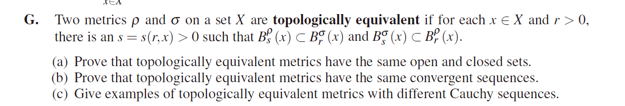G. Two metrics p and o on a set X are topologically | Chegg.com