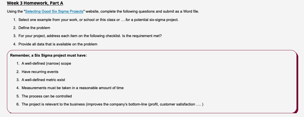 Solved Week 3 Homework, Part A Using the "Selecting Good Six | Chegg.com