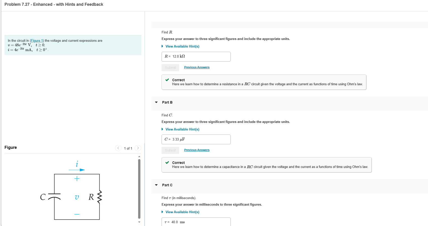 Solved Problem 7.27 - Enhanced - with Hints and Feedback | Chegg.com