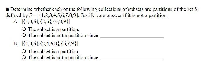 Solved o Determine whether each of the following collections | Chegg.com